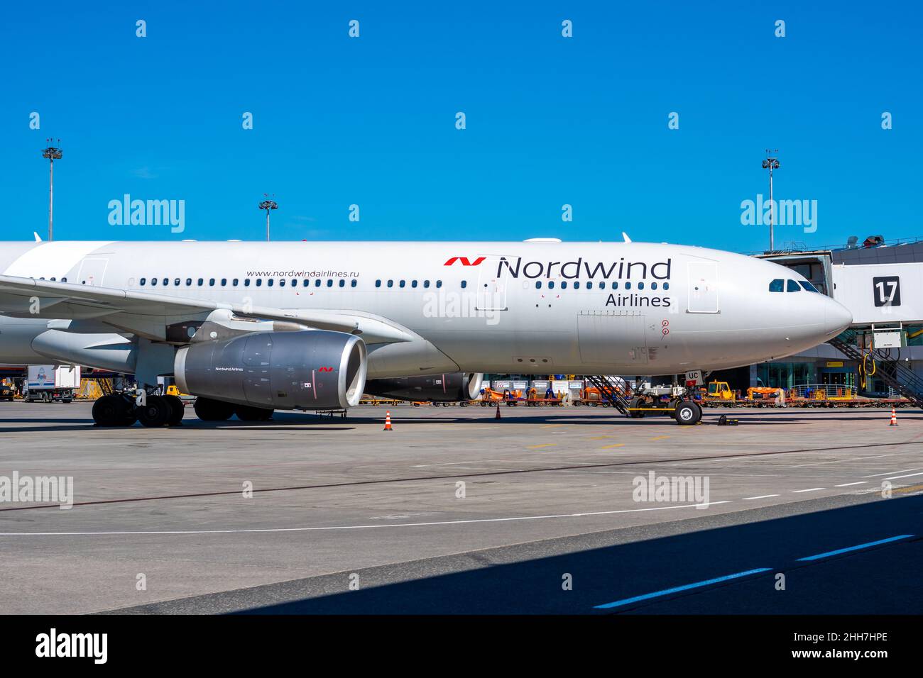 May 11, 2021, Moscow, Russia. Airplane of Nordwind Airlines on the ...