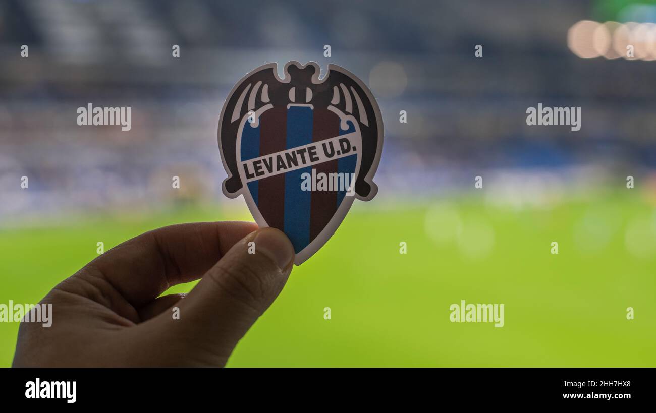 September 12, 2021, Valencia, Spain. The emblem of the football club ...