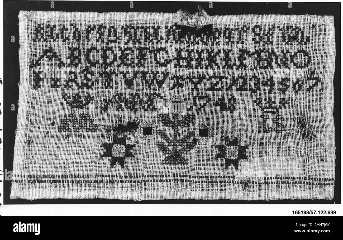 Sampler 1748 Dutch. Sampler 228562 Stock Photo - Alamy