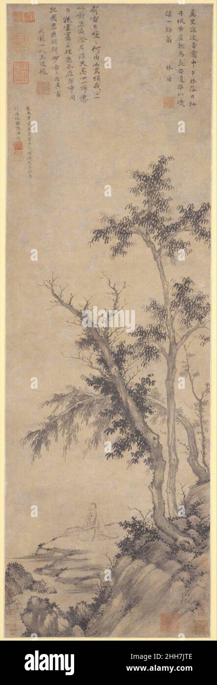Recluse Fishing by Autumn Trees dated 1350 Sheng Mao Chinese Sheng Mao ...