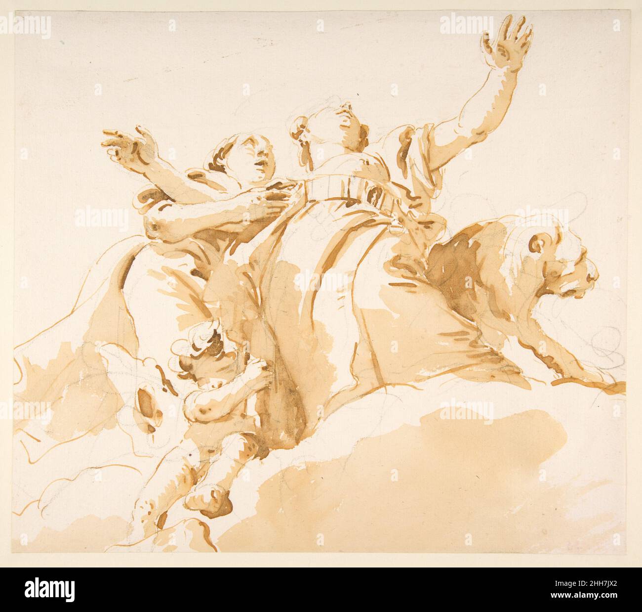Two Women, a Lion, and a Putto on Clouds 1696–1770 Giovanni Battista ...