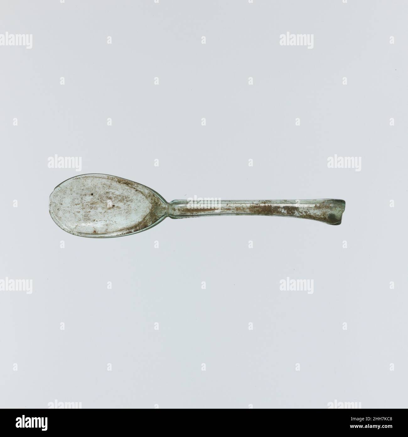 Glass spoon 1st–3rd century A.D. Roman Translucent blue green.Fire ...
