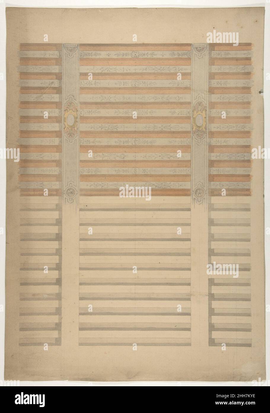 Design for a beamed ceiling in French Renaissance style 1830–97 Jules ...