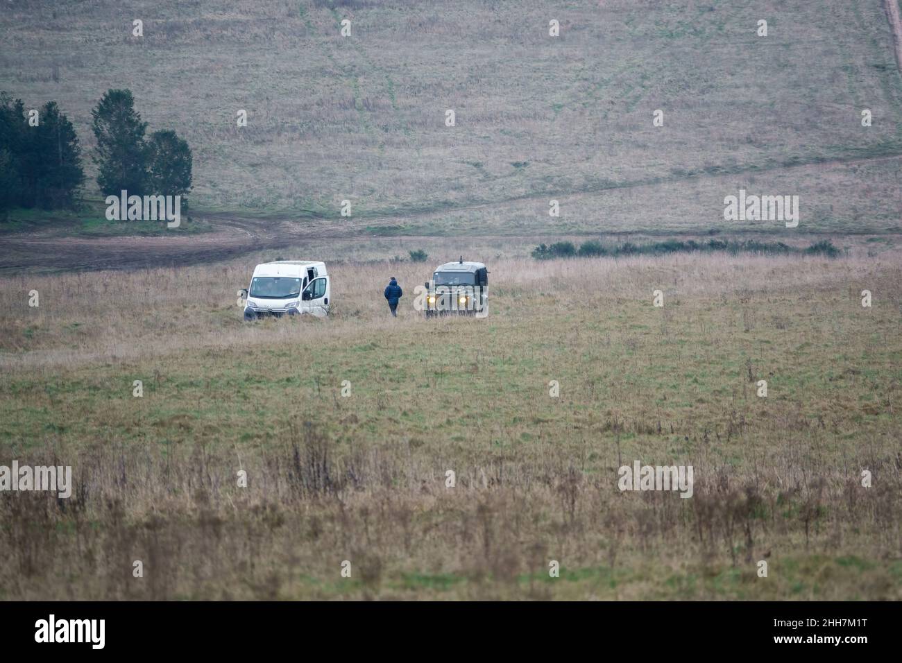 British Army Land Rover Defender Wolf medium utility vehicle attends a ...