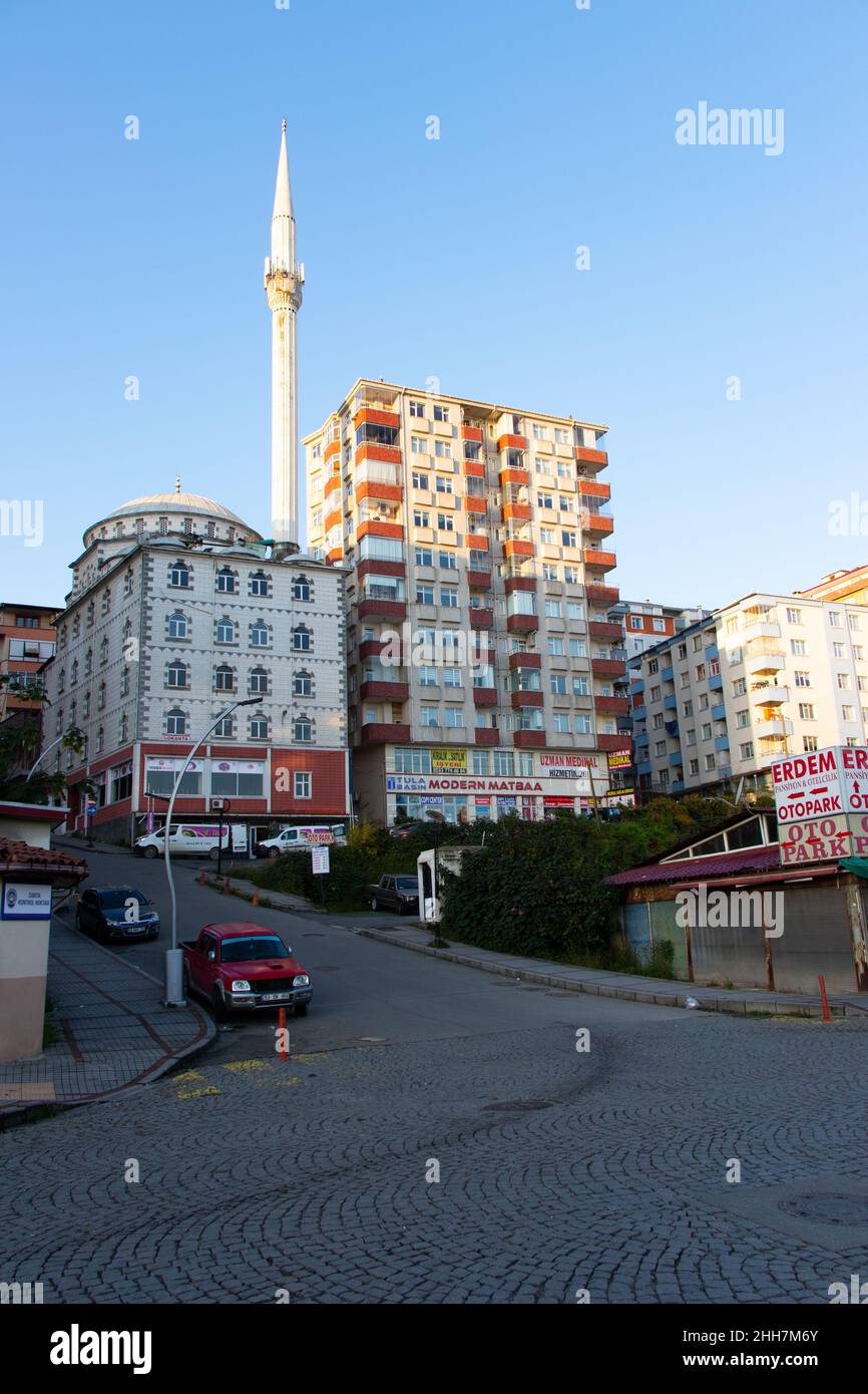 RIZE, TURKEY - November 9, 2021: A view from the city center of Rize ...