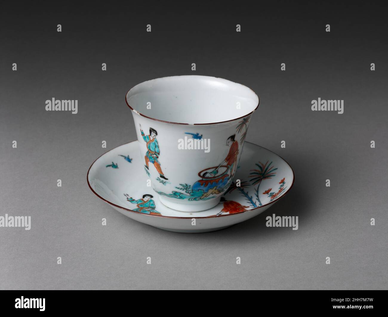 Cup and saucer with the Chinese story of Sima Guang 1700–1730 Chinese ...