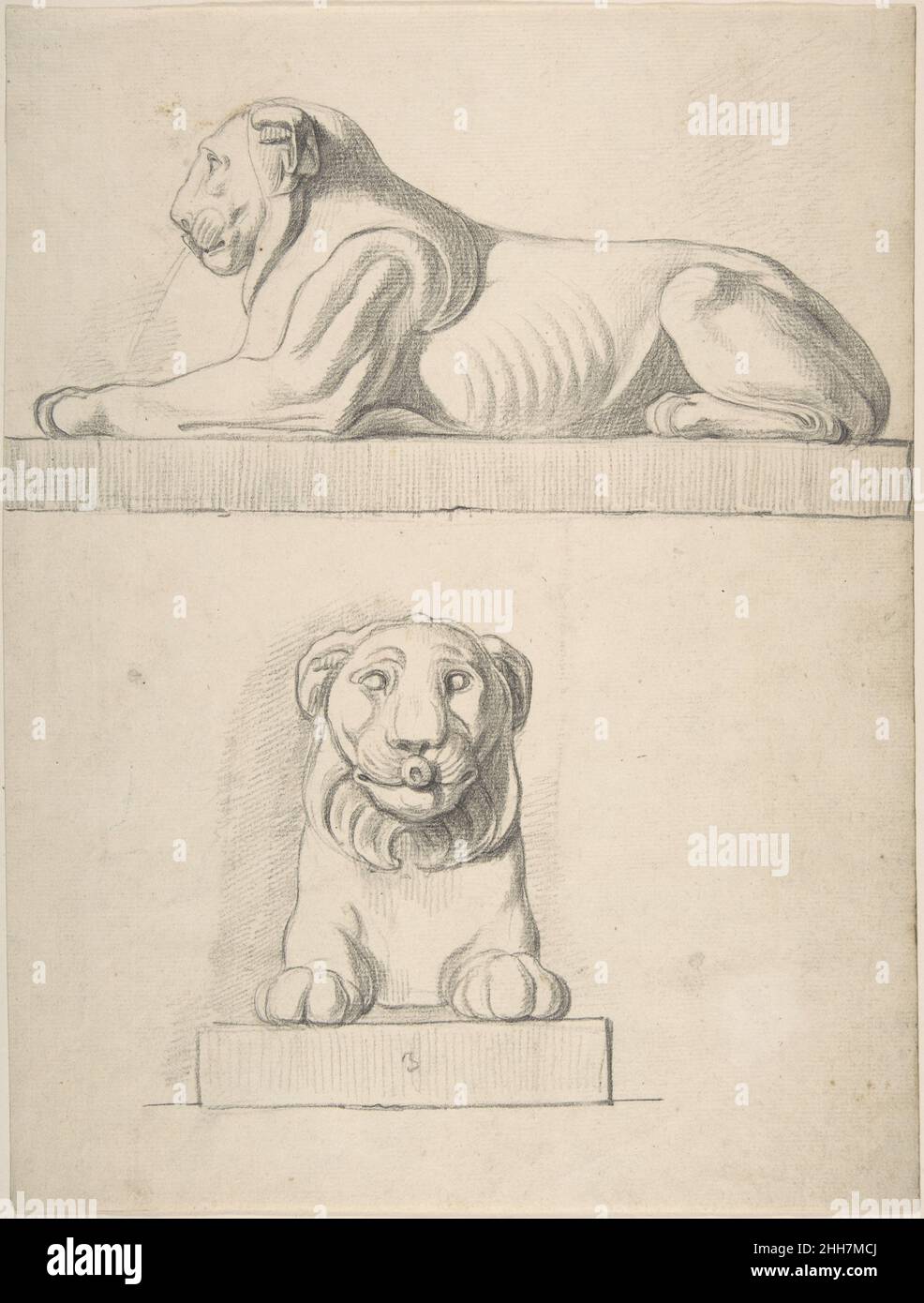Classical Sculpture of a Lion, Front and Side Views 1776–79 Attributed ...