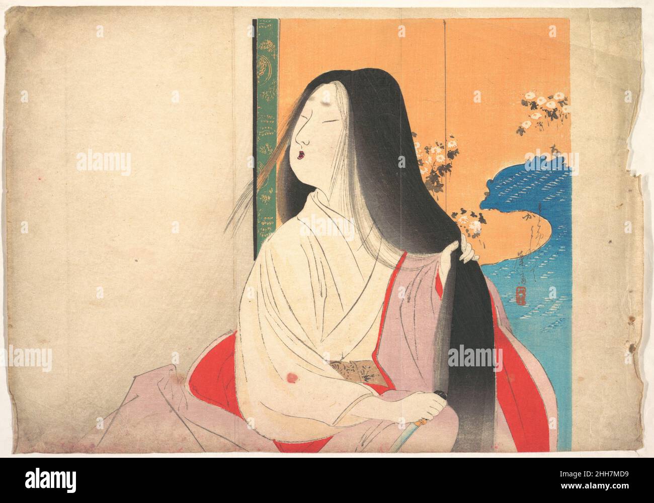 Lady Kesa from kuchie (frontispiece) of a novel ca. 1906 Tomioka Eisen ...