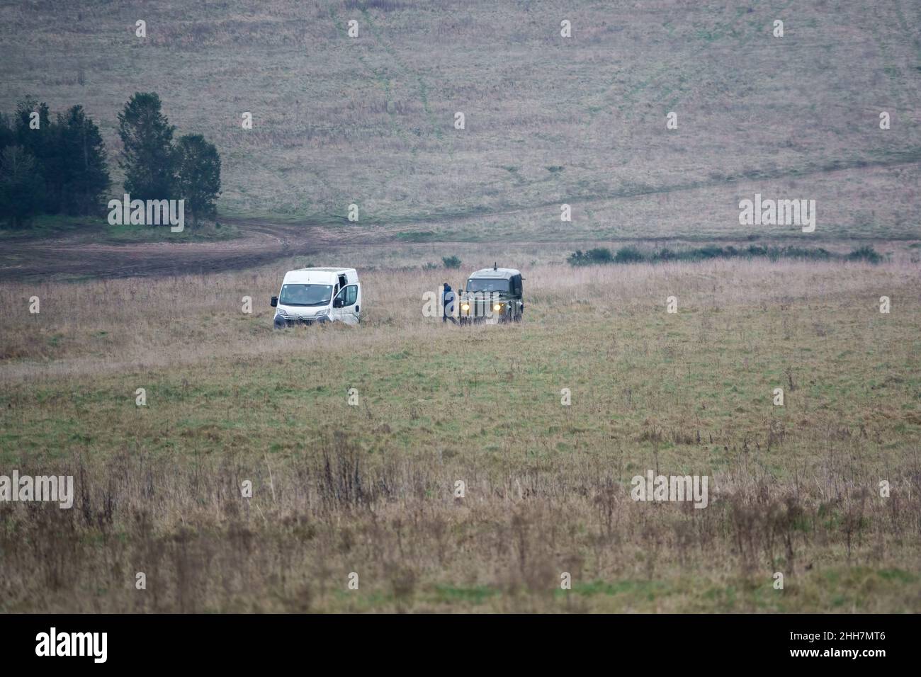 British Army Land Rover Defender Wolf medium utility vehicle attends a ...