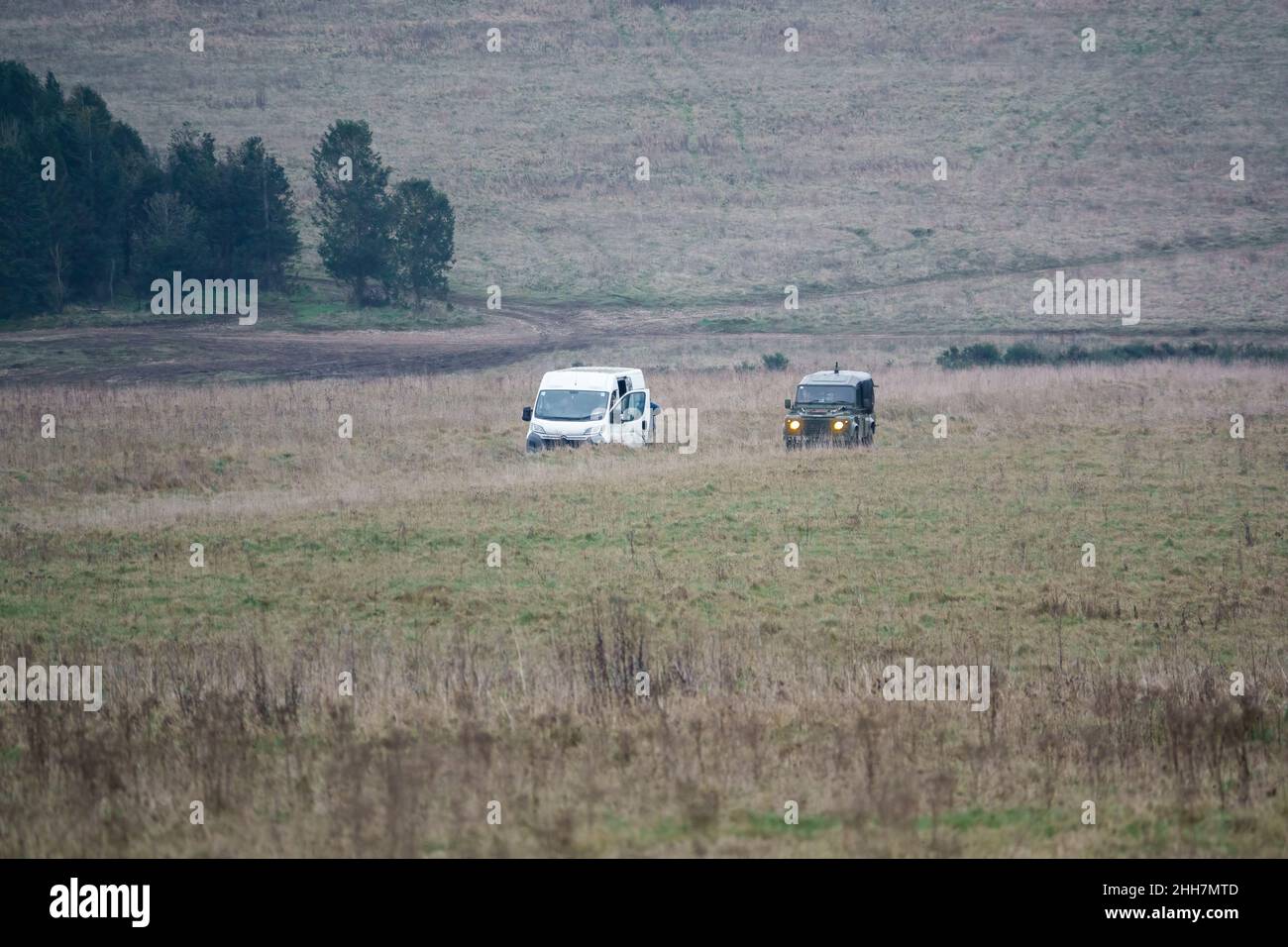 British Army Land Rover Defender Wolf medium utility vehicle attends a ...