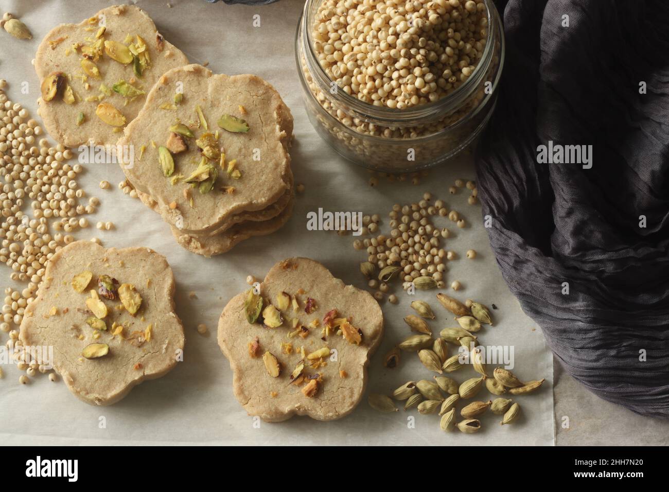 Sorghum ghee cookies. Ghee cookies with sorghum flour garnished with ...