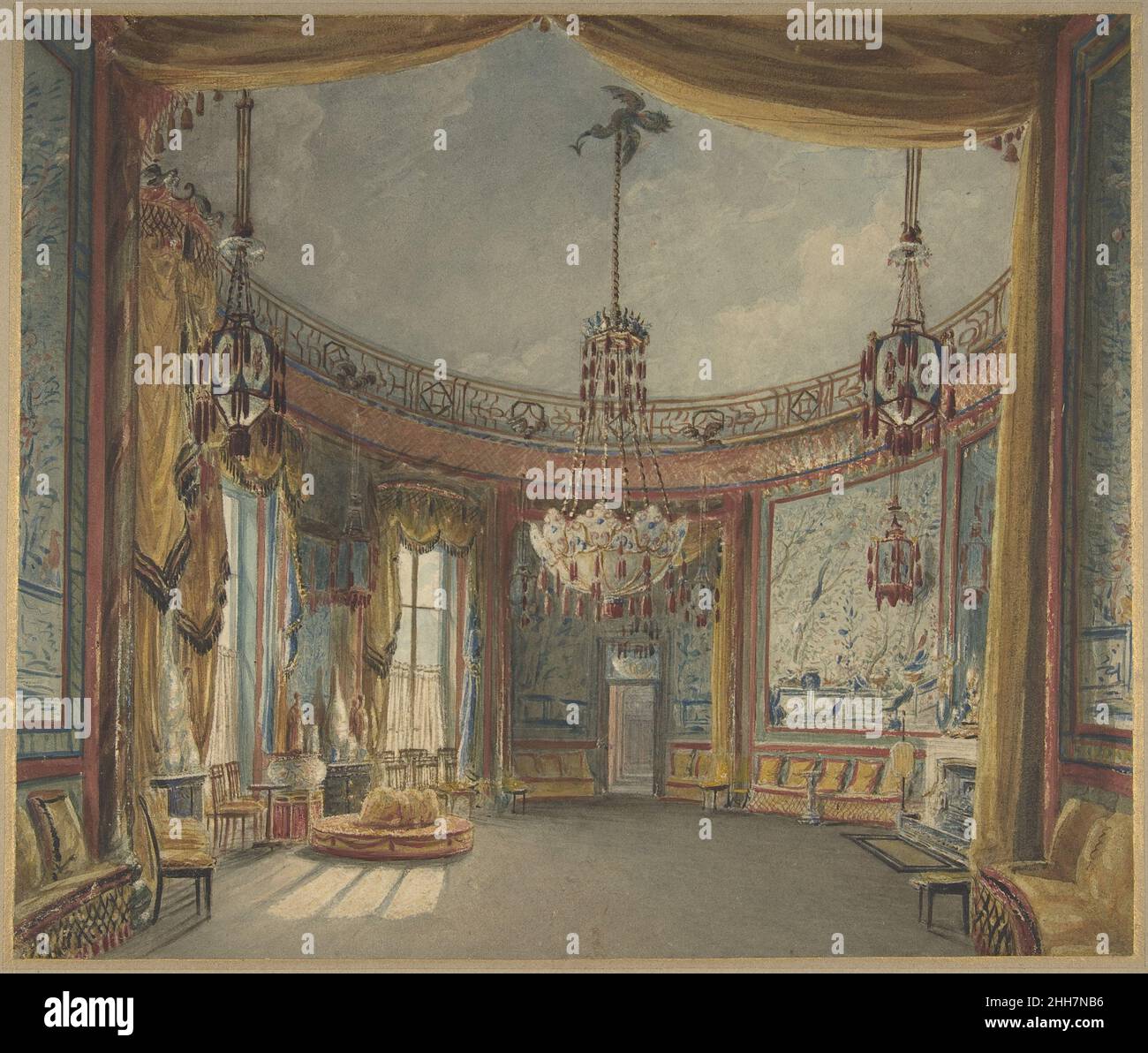 The Saloon, Brighton Pavilion ca. 1826 Auguste Charles Pugin British ...