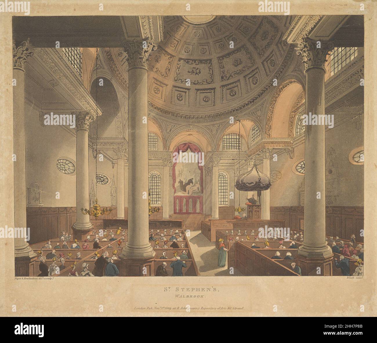 St. Stephen's Walbrook November 1, 1809 Designed and etched by Thomas ...