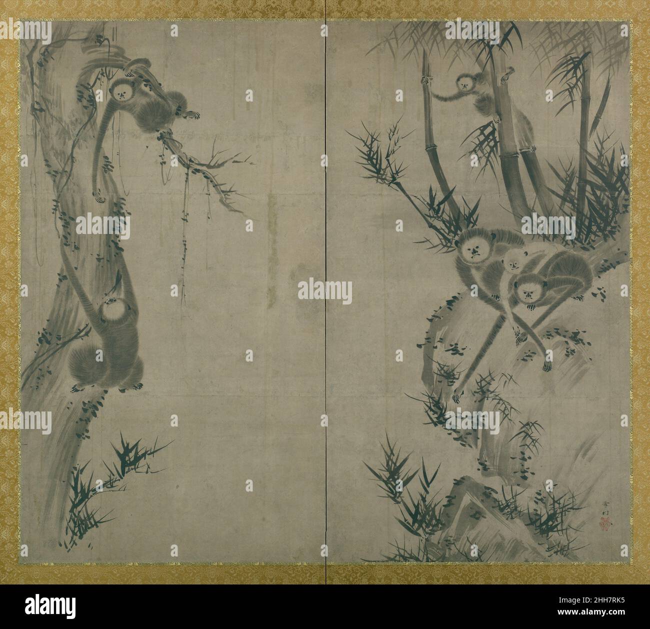 Monkeys on Rocks and Trees 17th century Attributed to Sesson Shūkei ...