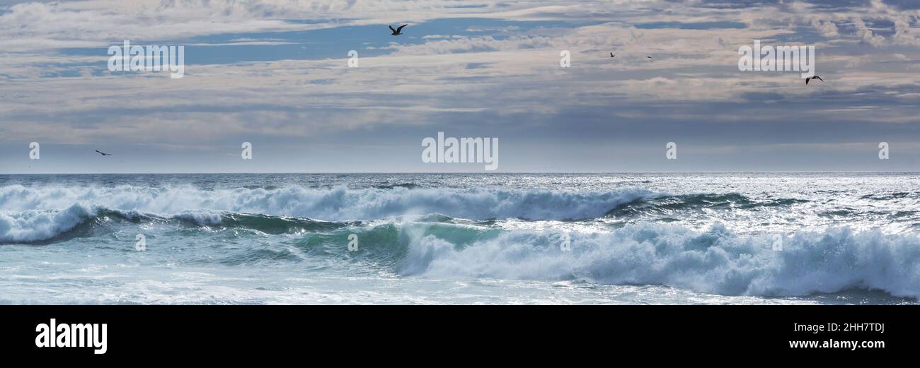Blue wave on the beach. Dramatic natural background Stock Photo - Alamy