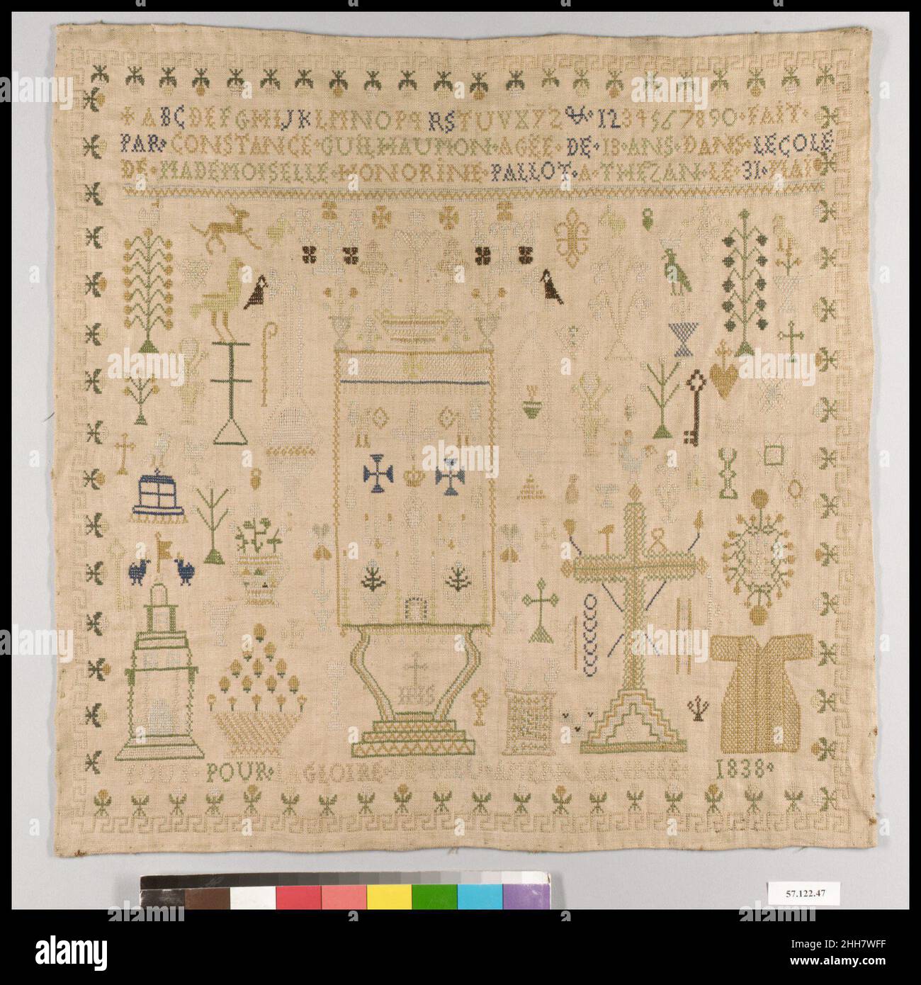 Sampler 1838 French. Sampler 227980 Stock Photo - Alamy