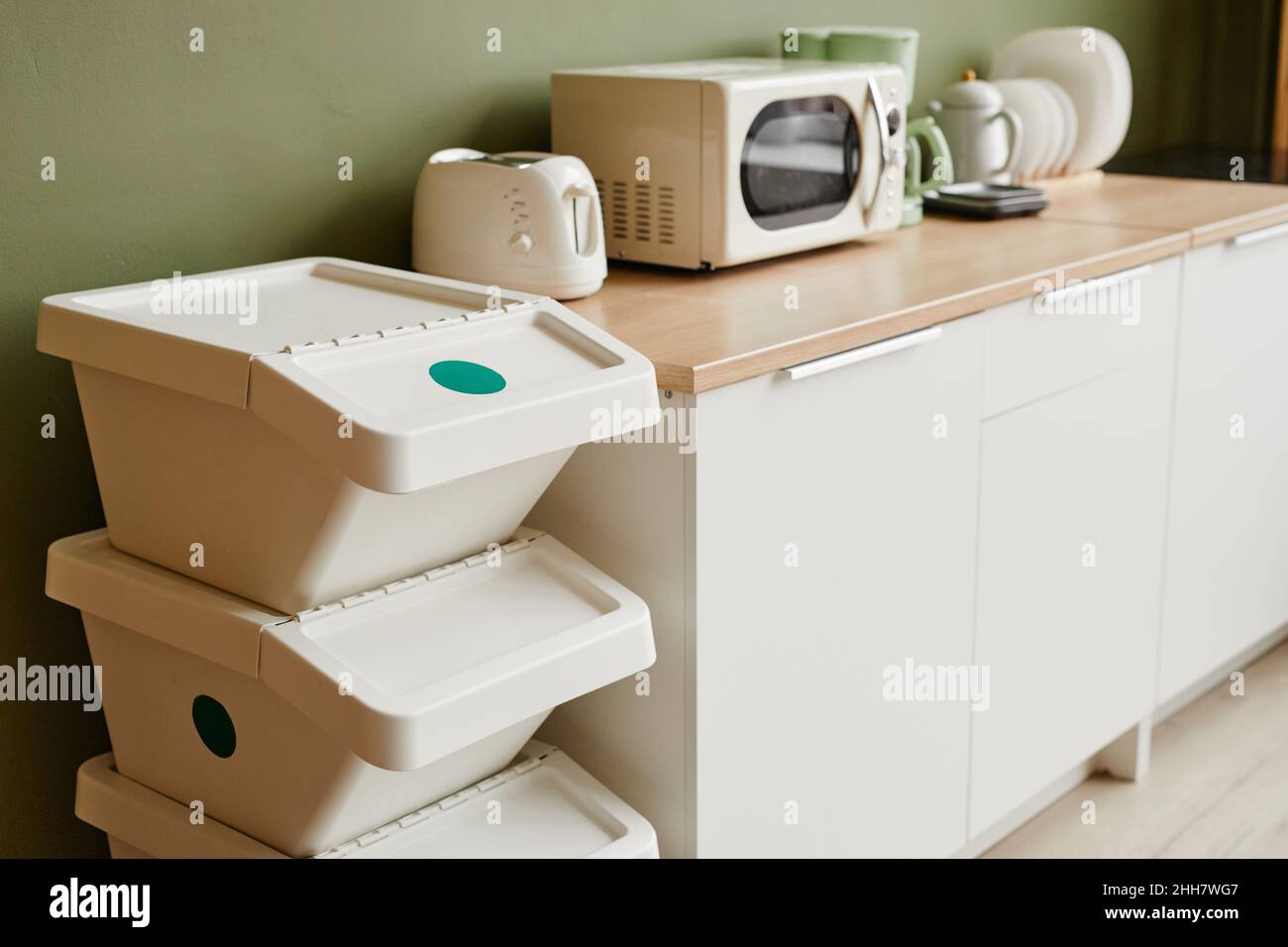 Minimal background image of kitchen interior with focus on waste ...