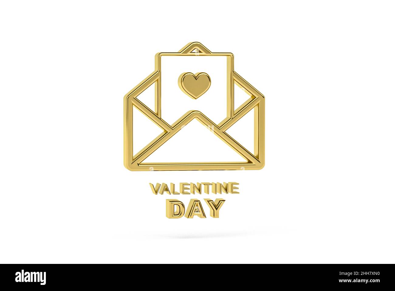 Golden 3d valentine day icon isolated on white background - 3d render ...