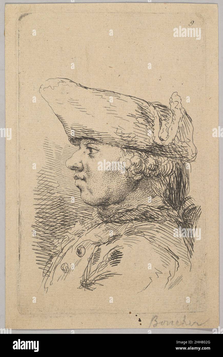 Head of a man in profile wearing a tricorne 18th century Anonymous ...