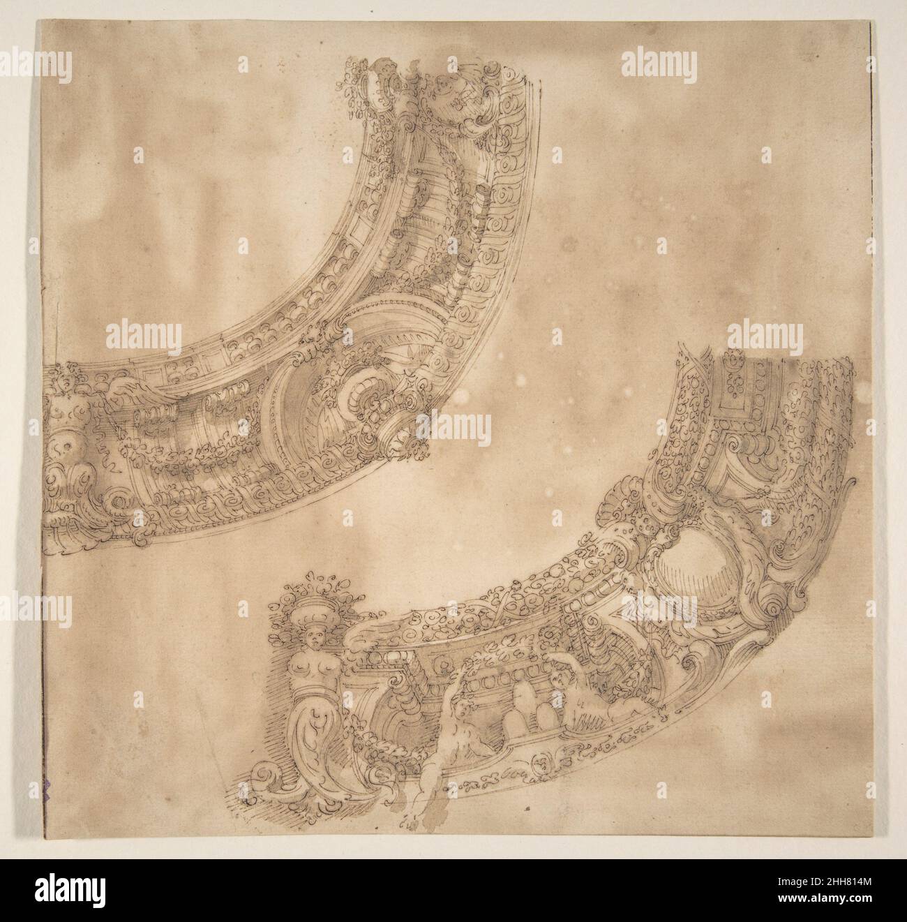 Two Designs for the Decoration of a Circular Frieze or Cornice mid-17th ...