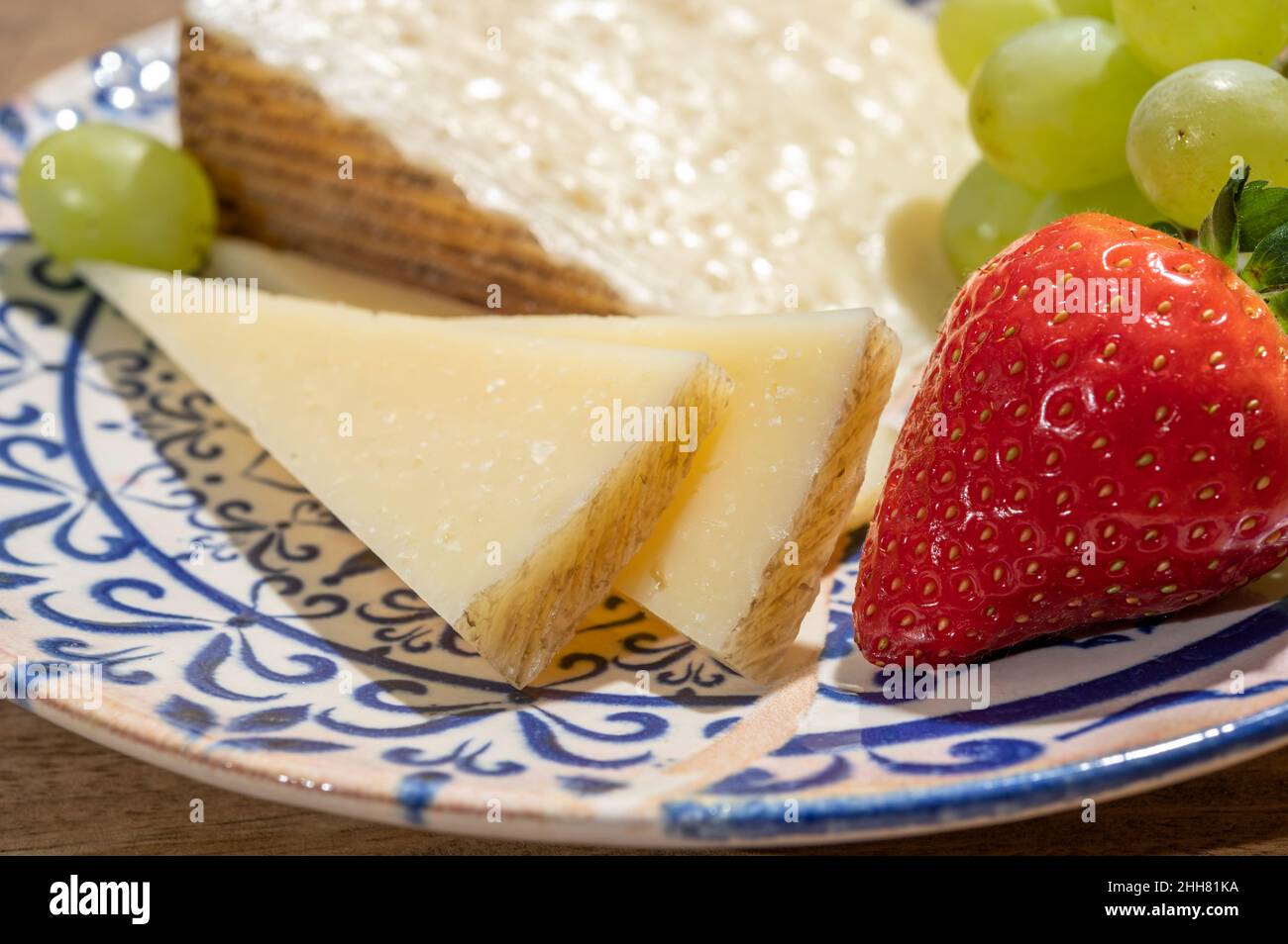 Cheese collection, piece of spanisch hard manchego cheese made in La ...