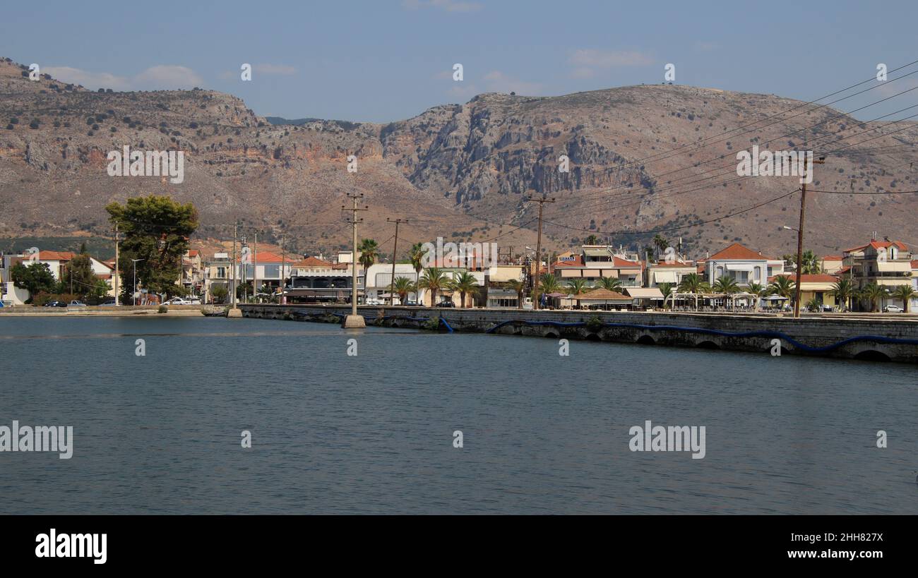 View of Aitoliko town and it's lagoon, Aitoloakarnania, Greece Stock ...