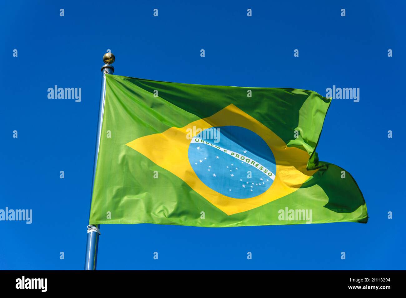Blue sky background with brazil flag hi-res stock photography and ...
