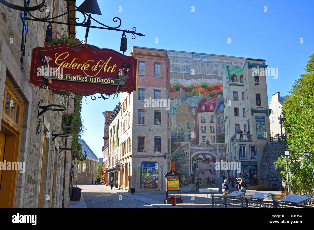 Quebec Fresco (Fresque des Quebecois) near Place Royale in Old Quebec ...