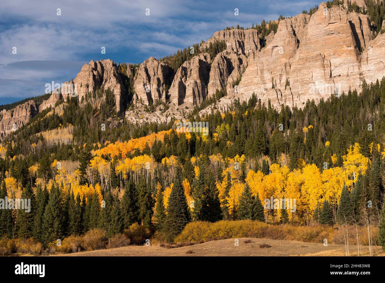 The High Mesa, with its many volcanic pinnacle tuff formations located ...