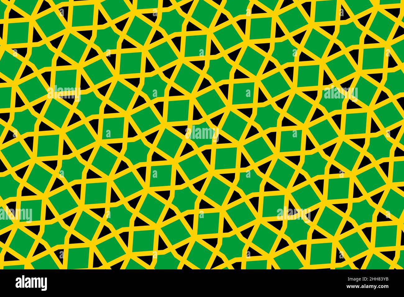 Geometric pattern in the colors of the national flag of Jamaica. The ...