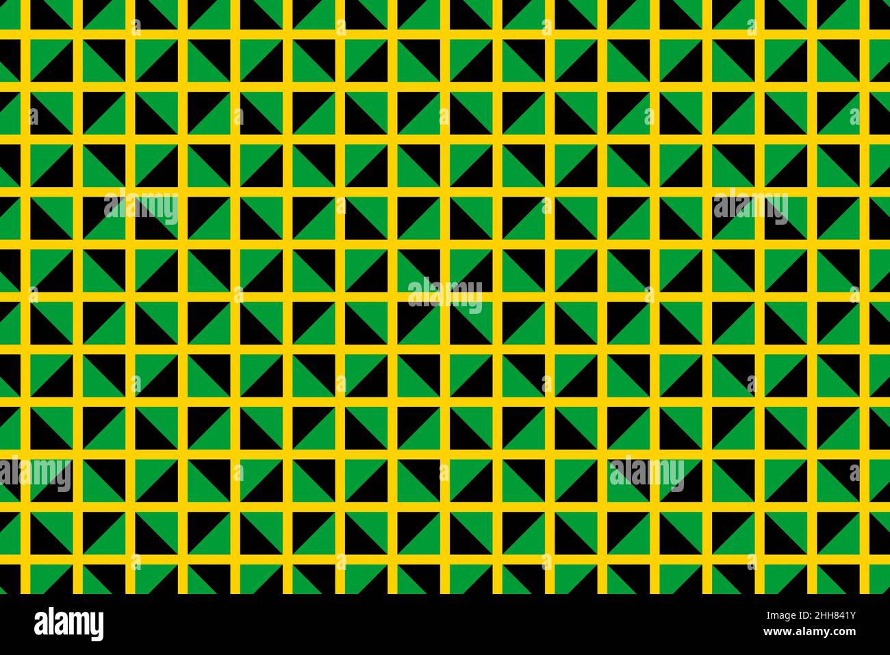 Geometric pattern in the colors of the national flag of Jamaica. The ...