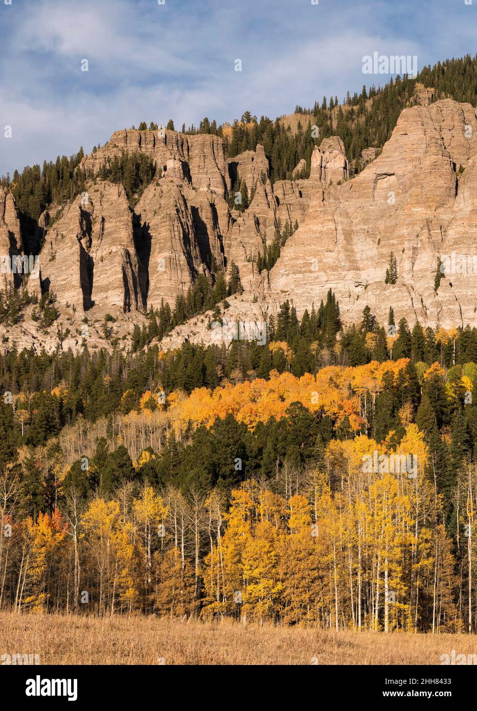 Dramatic Pinnacles in the Late Autumn Sunshine of the Cimarron Valley ...