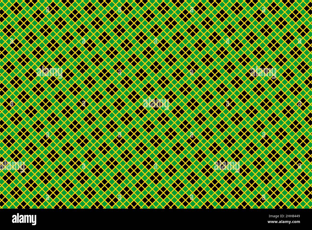 Geometric pattern in the colors of the national flag of Jamaica. The ...