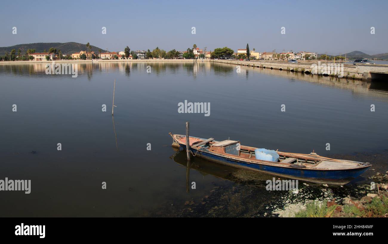 View of Aitoliko town and it's lagoon, Aitoloakarnania, Greece Stock ...