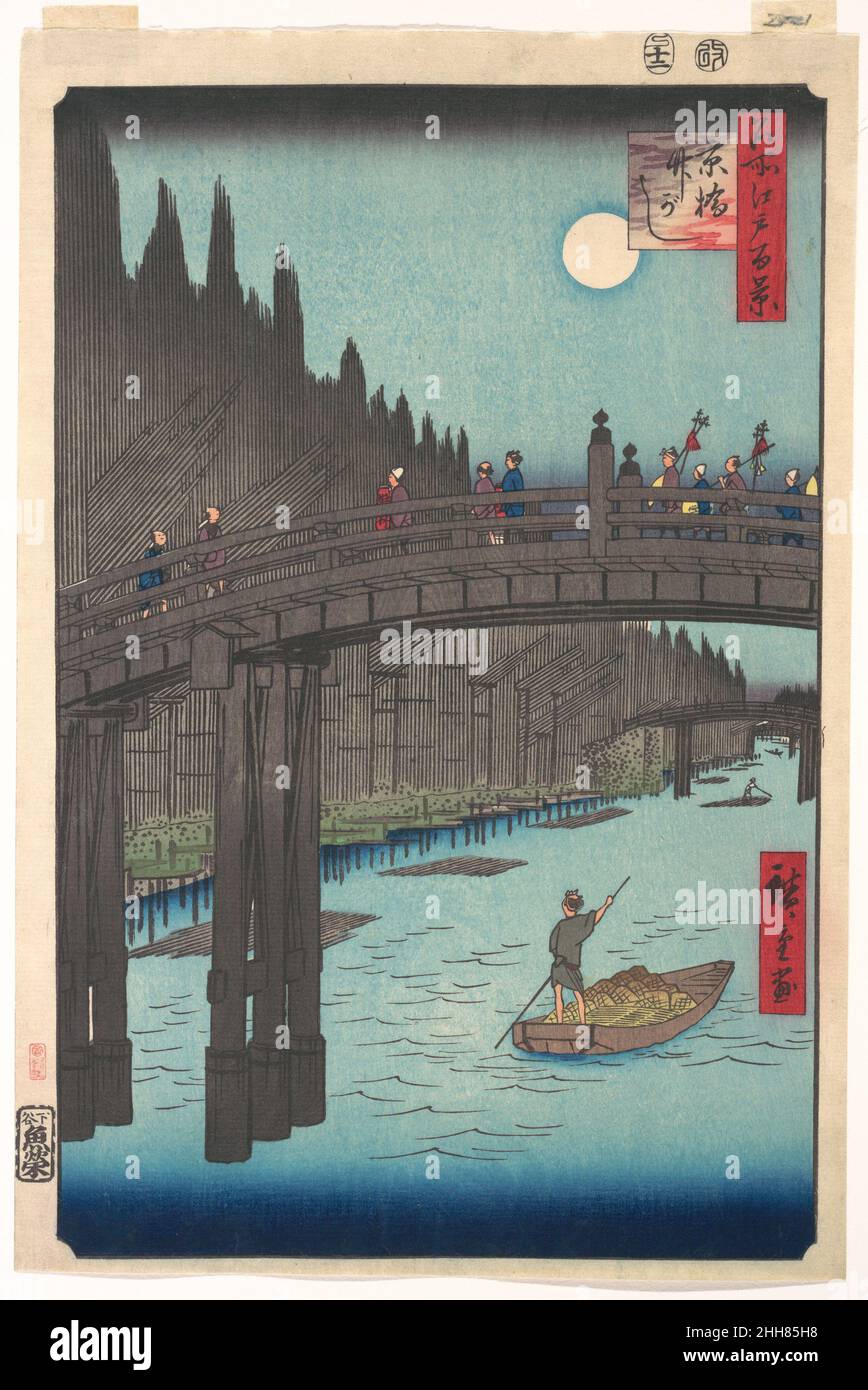 Bamboo Market at Capital Bridge 1857 Utagawa Hiroshige Japanese. Bamboo ...