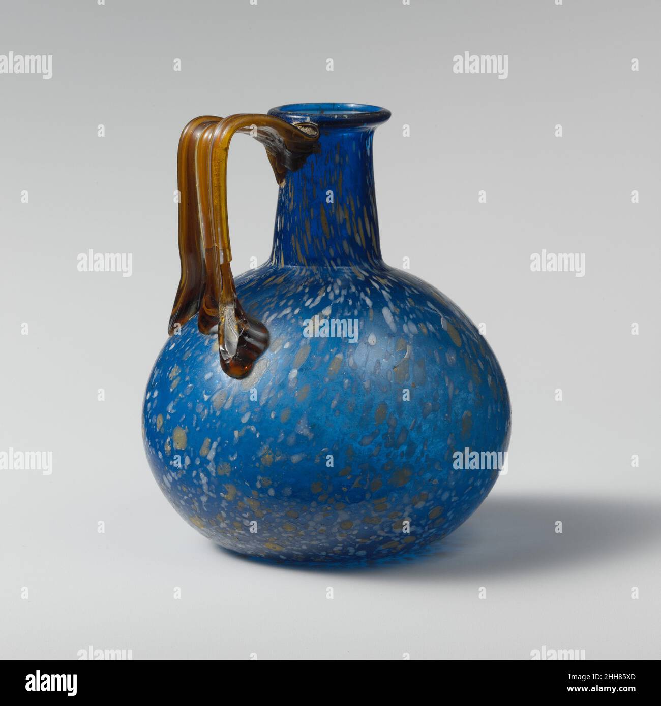 Glass jug 1st century A.D. Roman Translucent cobalt blue; handle in ...