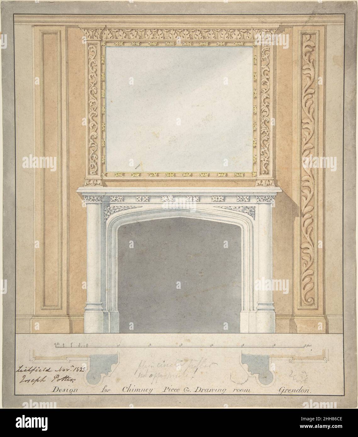 Design for a Chimney Piece in a "Jacobethan" style, for the Drawingroom ...