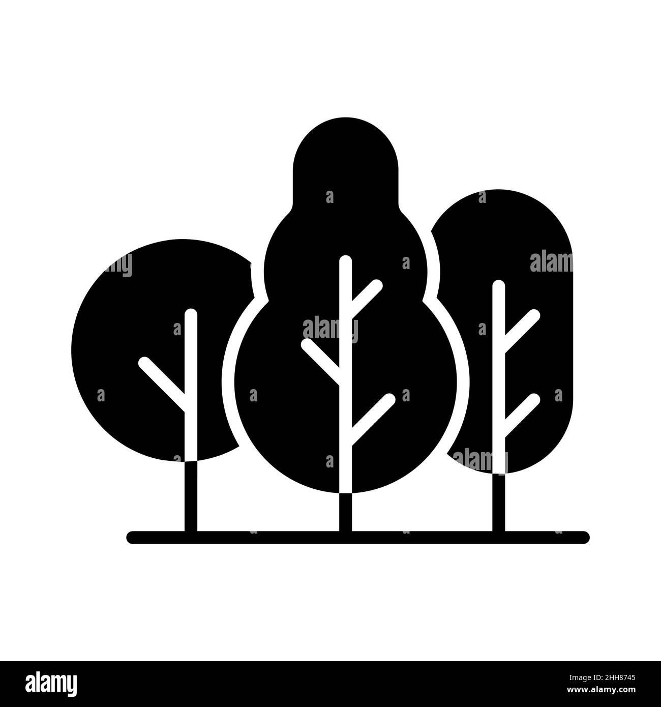Deciduous forest vector glyph icon. Nature sign. Graph symbol for ...