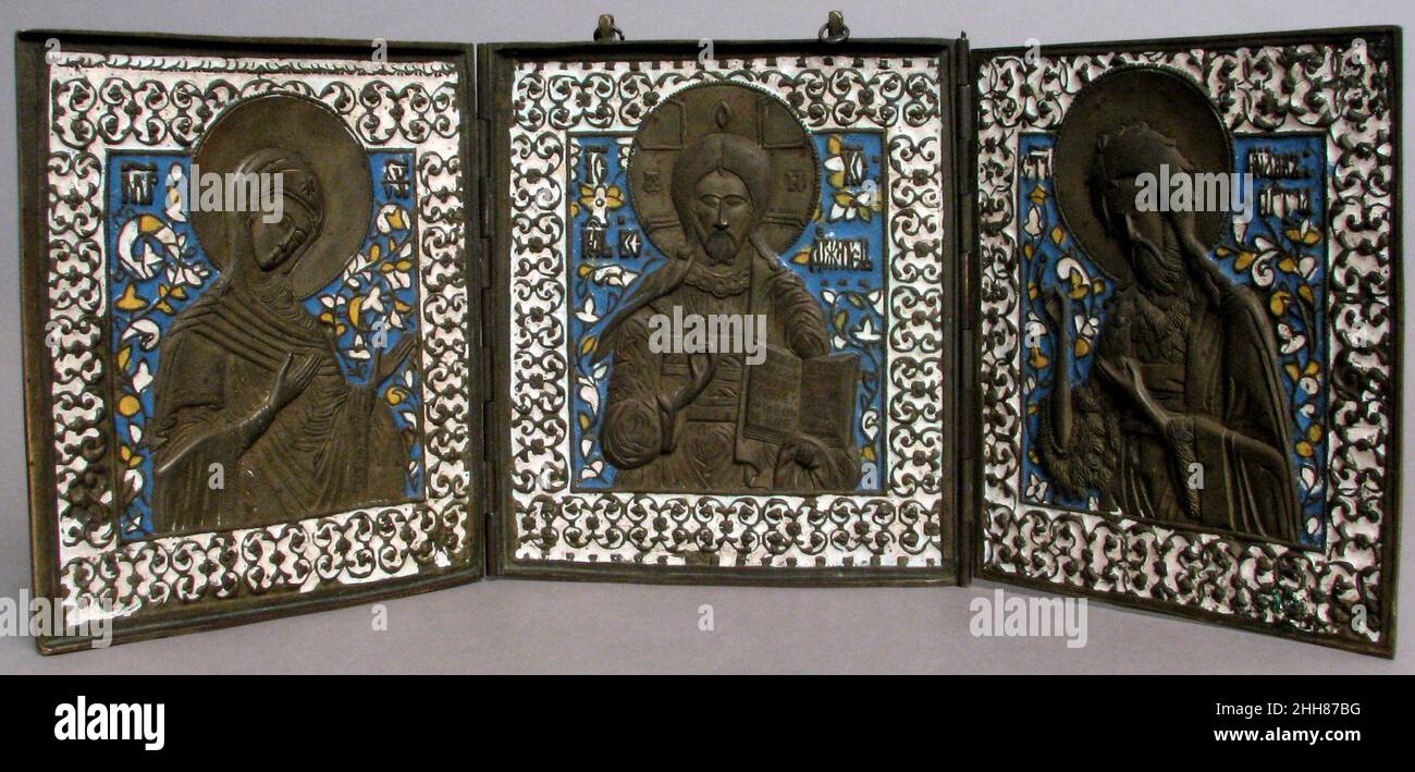 Triptych with Christ, Virgin, St. John The Baptist 18th century Russian ...