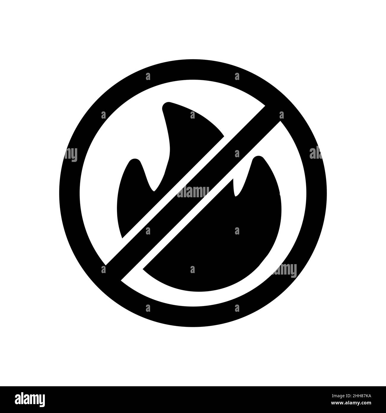No Fire flame sign vector glyph icon. Fire symbol. Stop fire. Escape ...