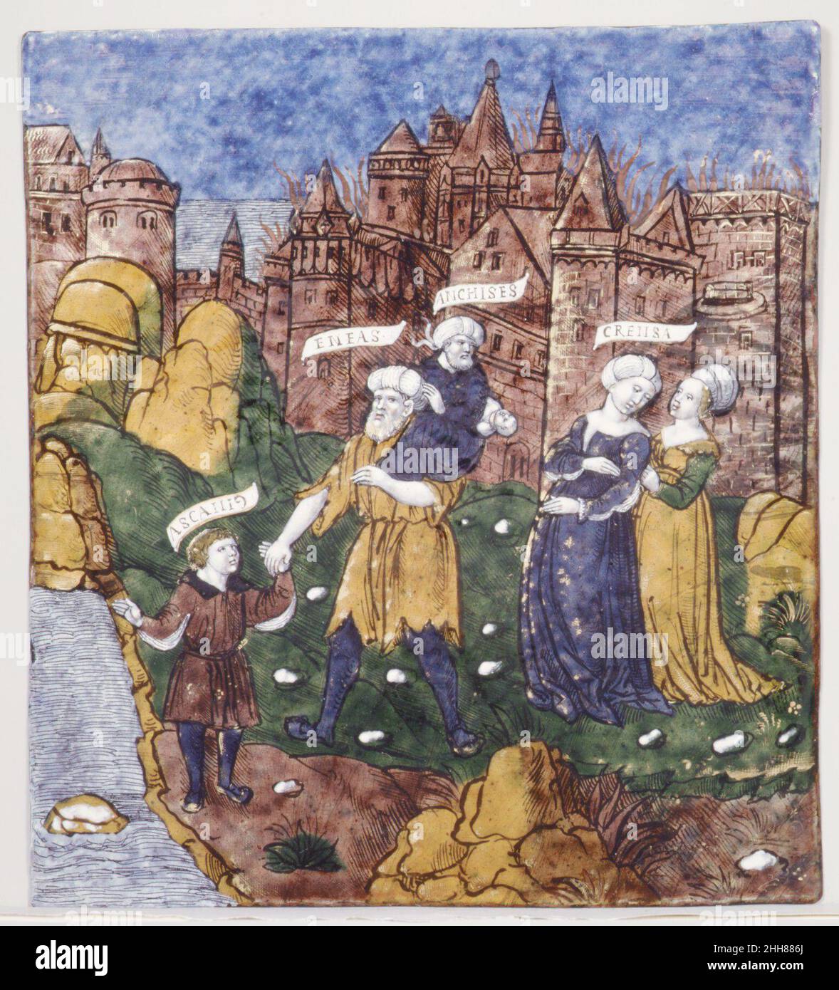 Aeneas Fleeing Troy with Anchises, Creusa, and Ascanias (Aeneid, Book ...
