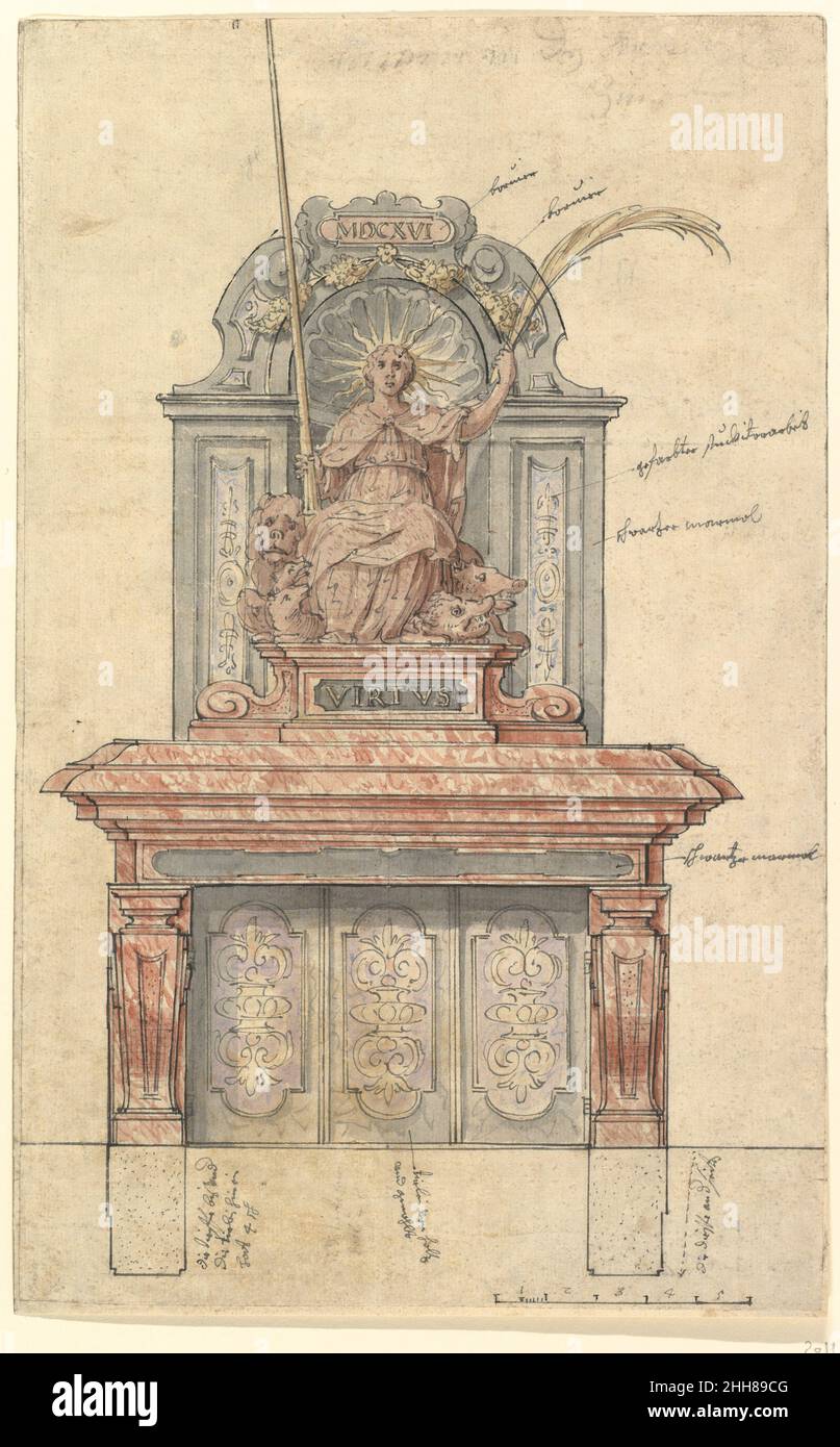 Design for a Chimneypiece with a Personification of Virtue 1616 ...