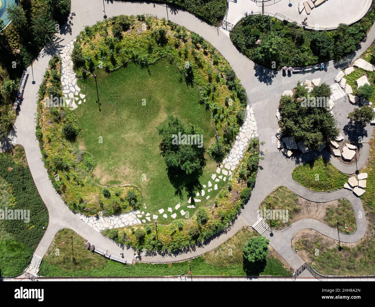 Aerial view of Bennett Park in the Streeterville neighborhood designed ...