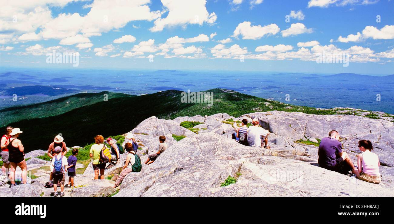 Mount Monadnock summit with summer hikers Stock Photo - Alamy