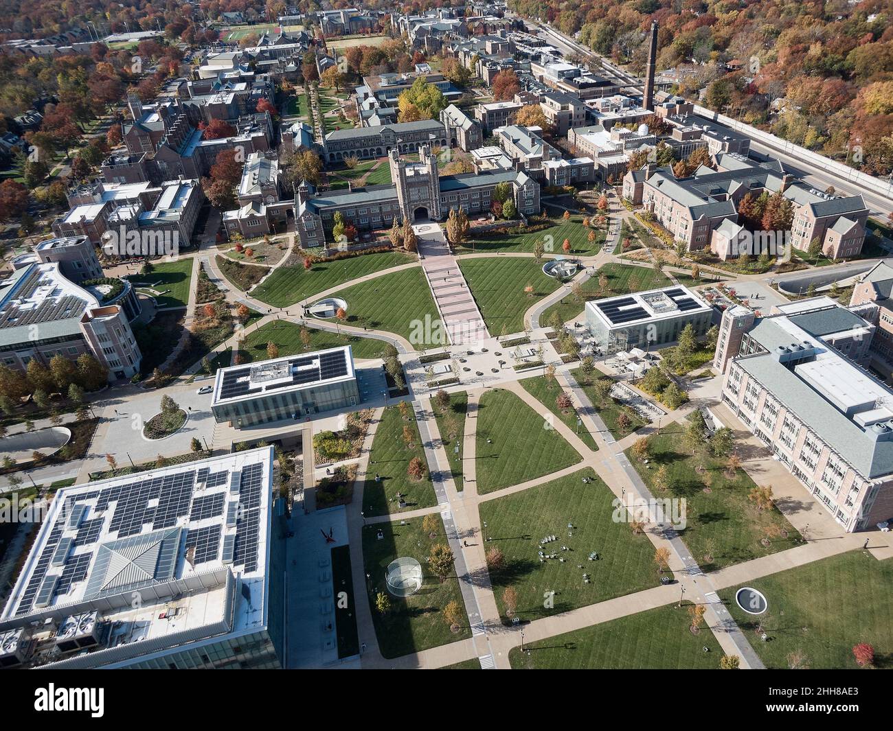 Aerial drone view university campus hi-res stock photography and images - Alamy