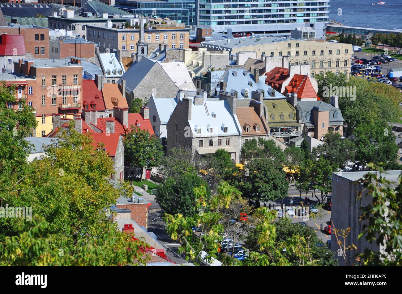 Aerial view of Lower Town (Basse-Ville) in Old Quebec City World ...