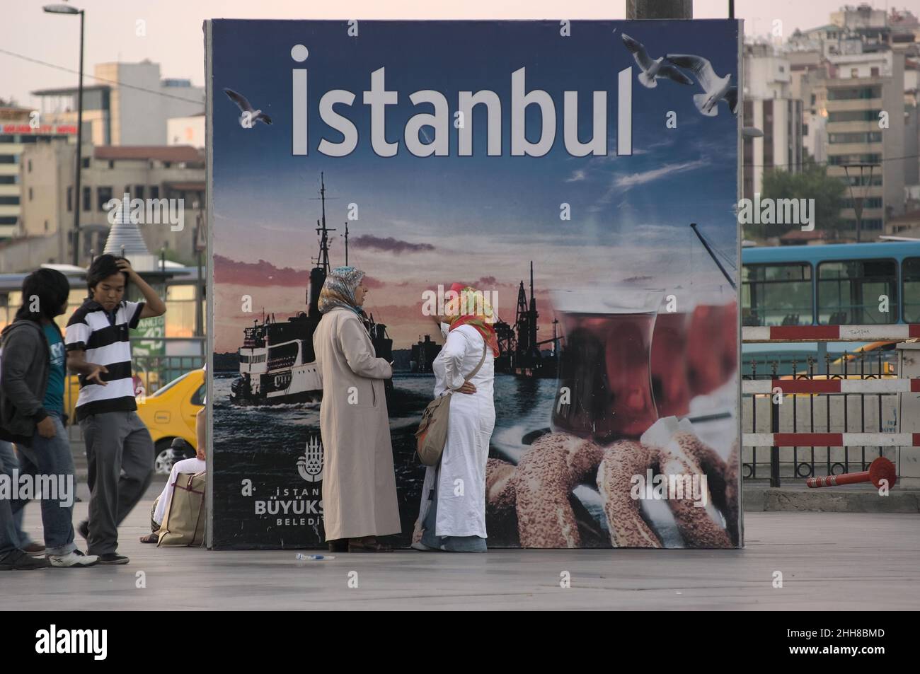 daily life in Istanbul street scene of two women talking Stock Photo ...