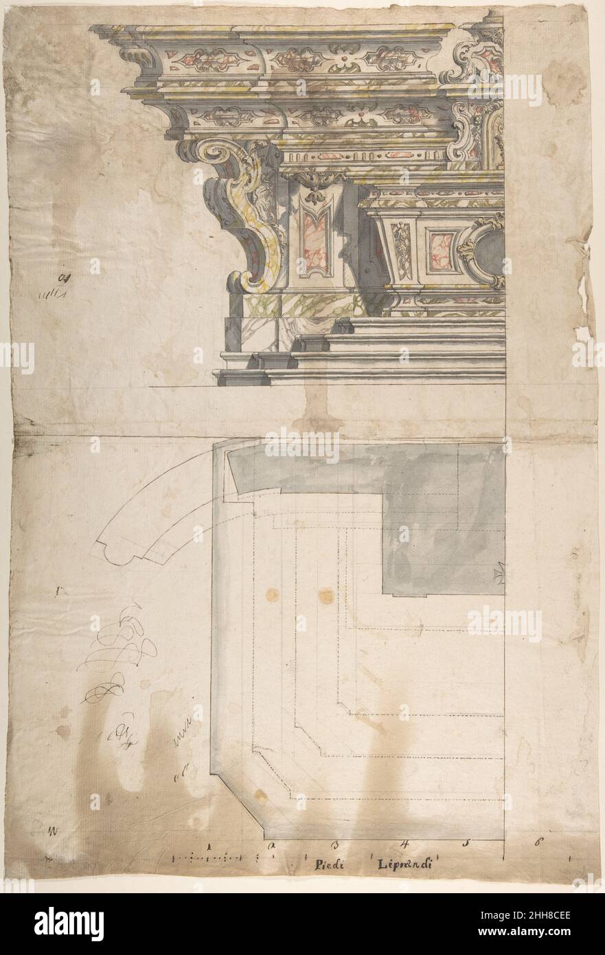 Design for one Half of an Altar: Elevation and Ground Plan 1700–1780 ...
