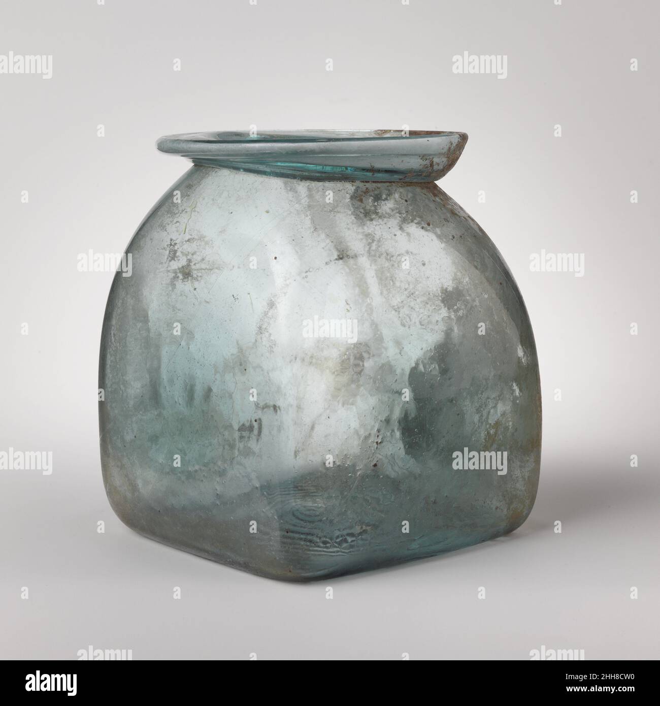 Glass jar with lid mid-1st–late 2nd century A.D. Roman Translucent blue ...