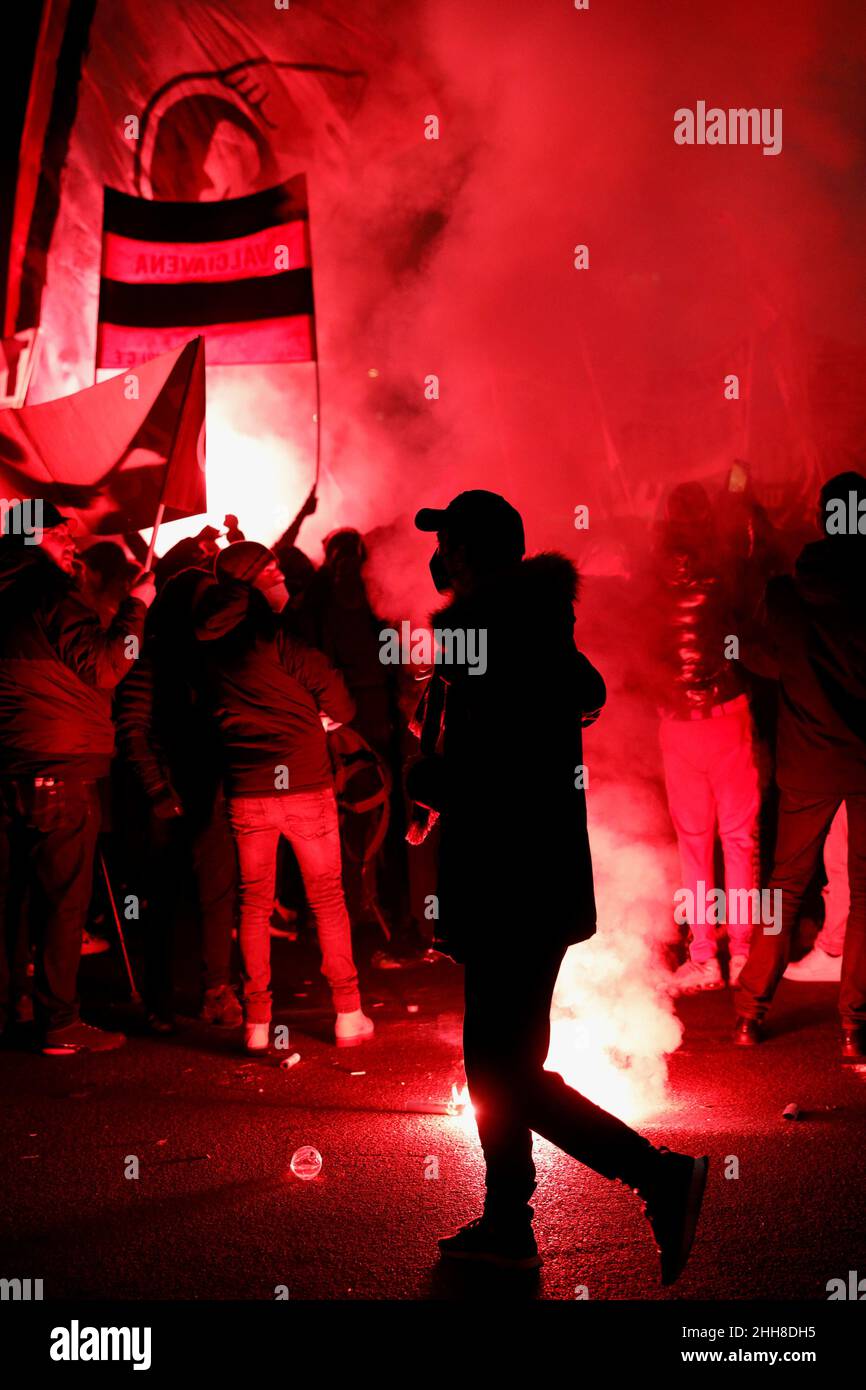 San Siro stadium, Milan, Italy, January 23, 2022, AC Milan Curva Sud ...